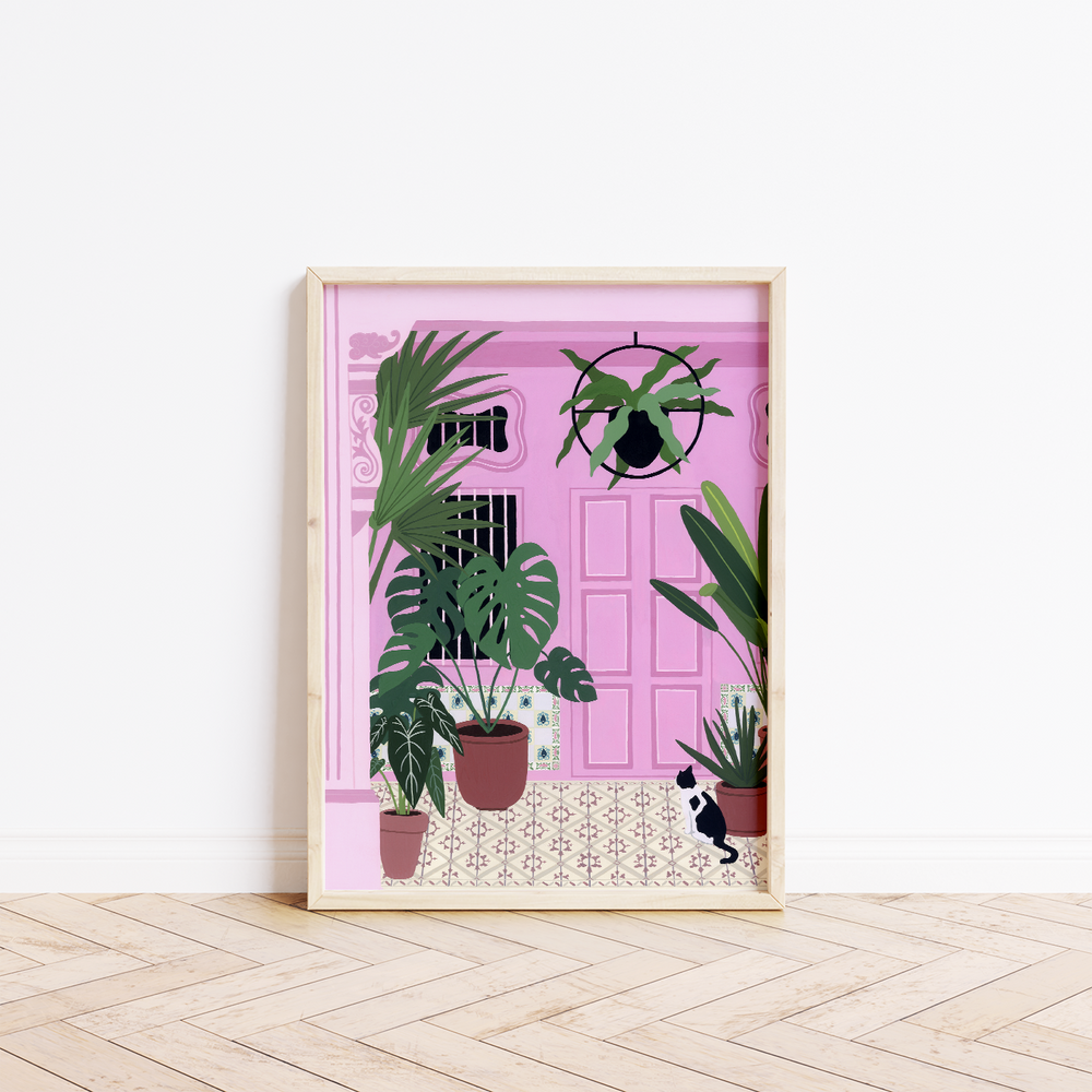 Singapore Shophouse Pink Art Print