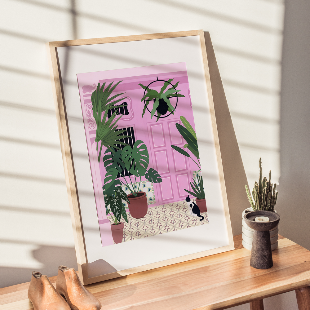 Singapore Shophouse Pink Art Print